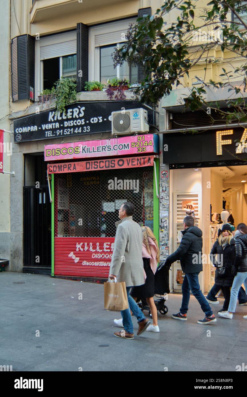 Madrid. Spain - January 23, 2025: Record store facade in Madrid, Spain ...