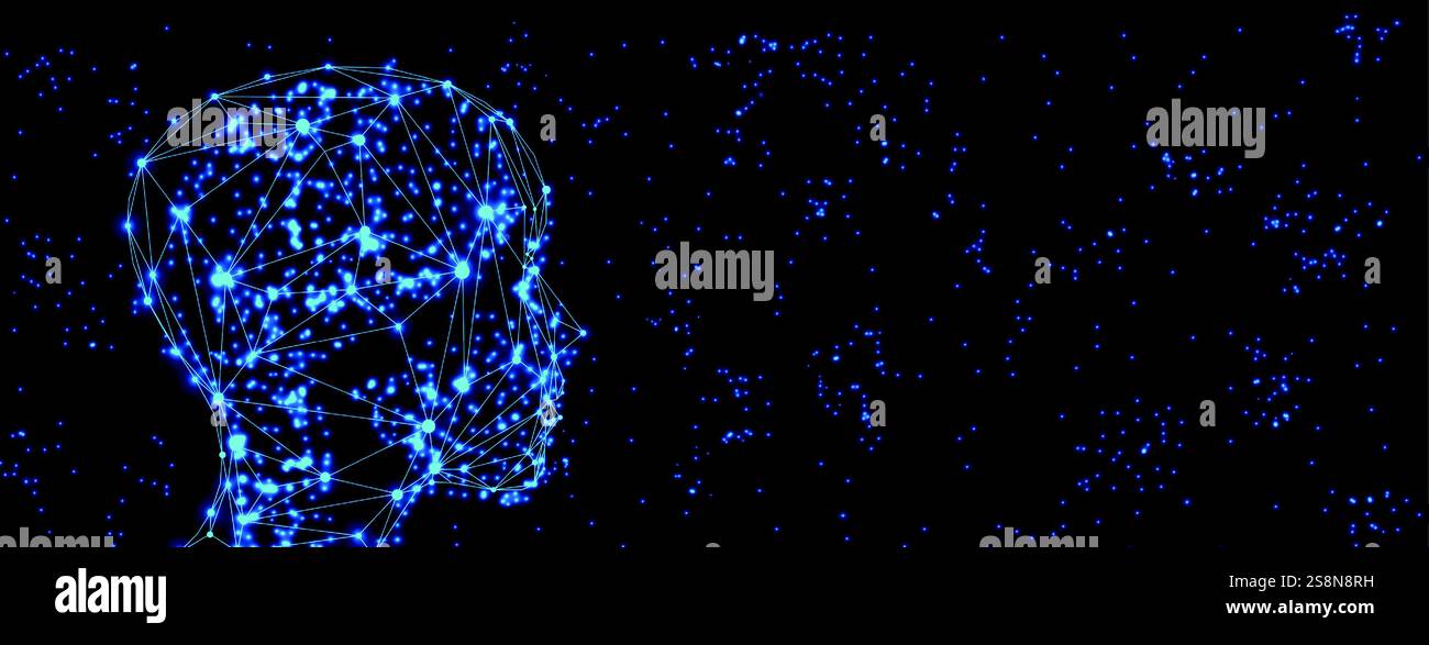 Abstract Artificial intelligence. Cloud computing. Machine learning. Technology web background ...