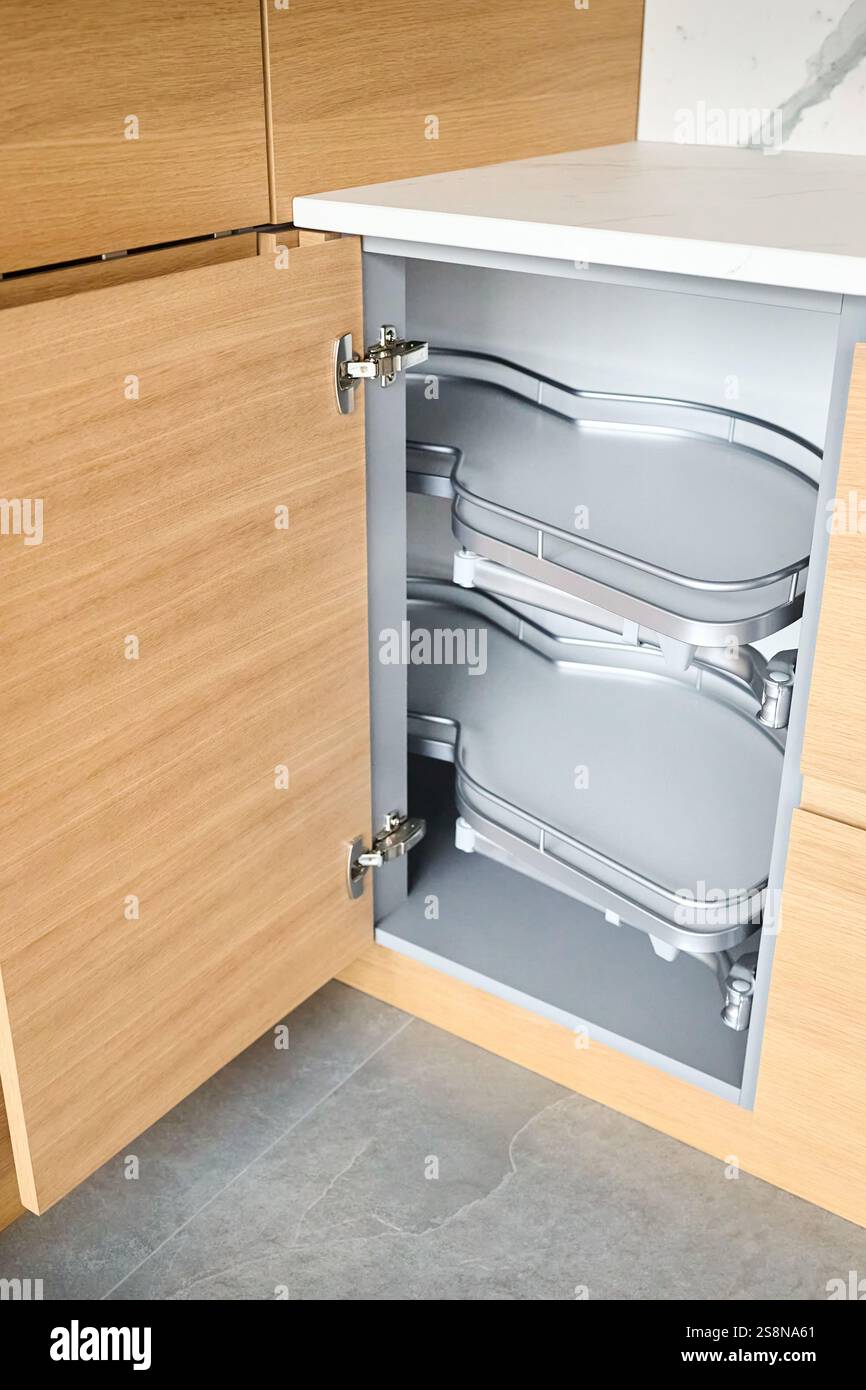 Kitchen access mechanism Magic corner for Blind Corner Cabinets pushed ...