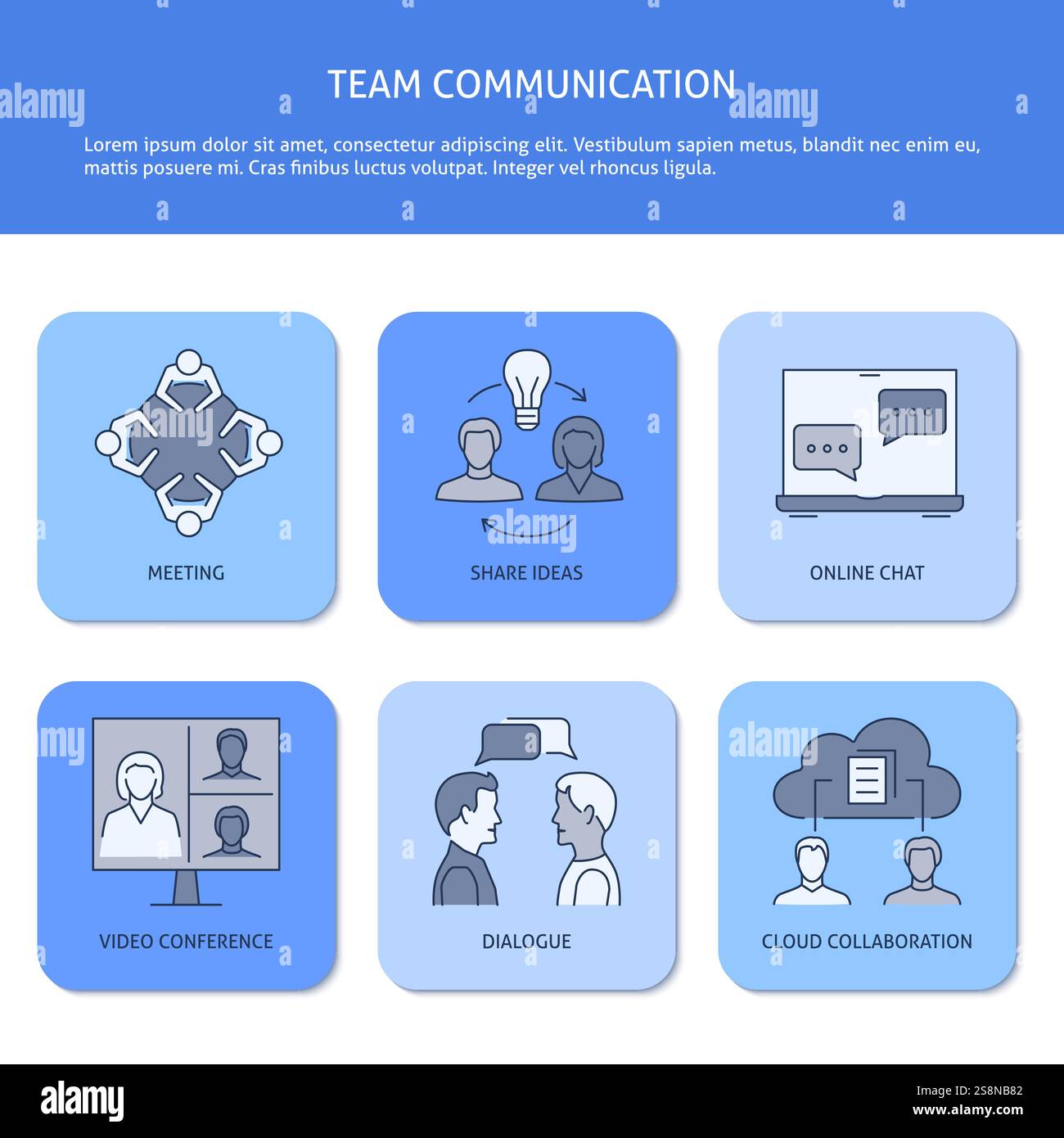 Team communication banner with place for text. Vector illustration ...
