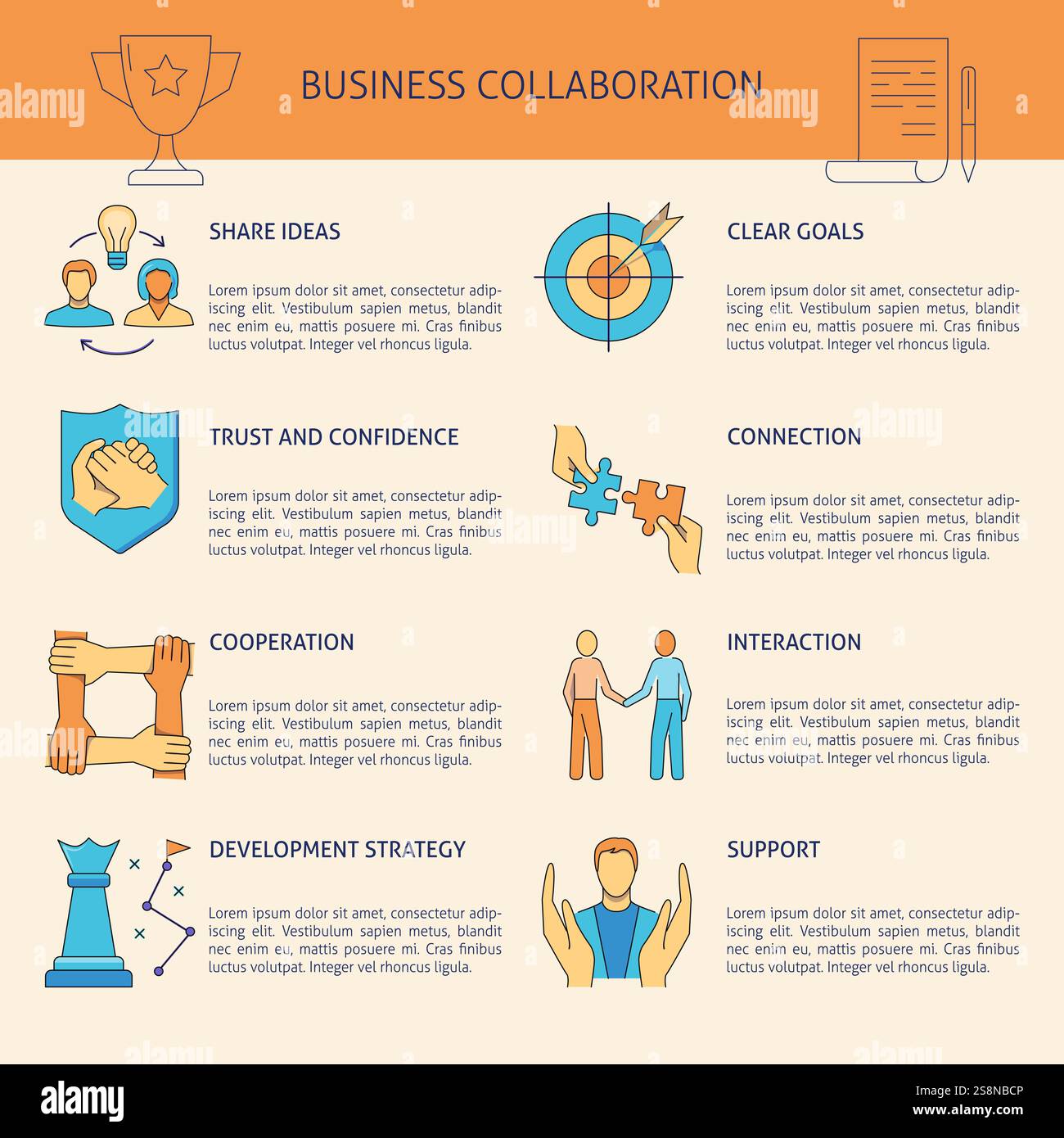 Business collaboration banner template with place for text. Partnership ...