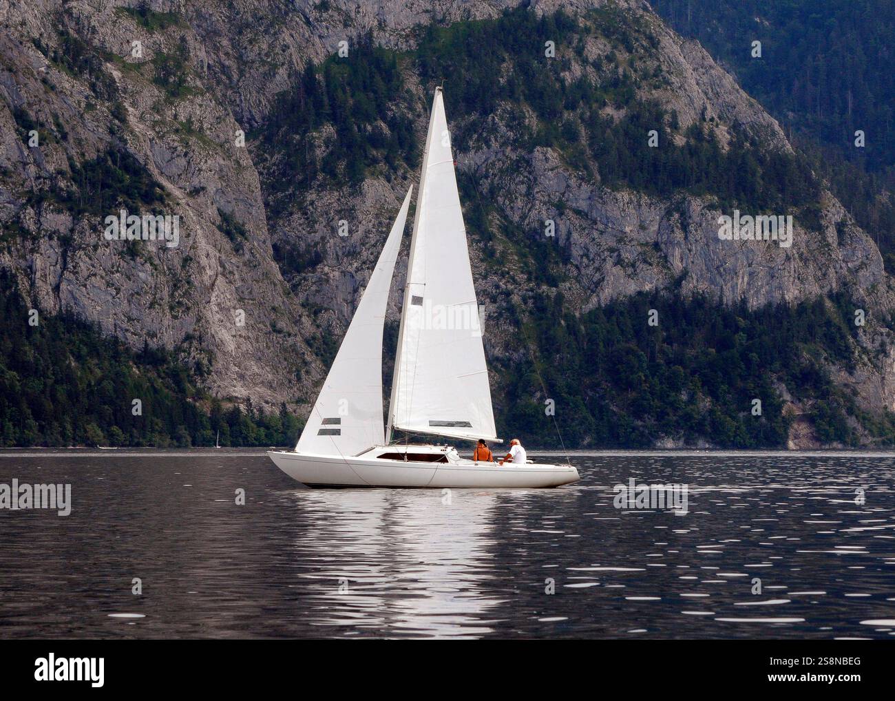 sailing fun with a sailing boat on the lake sailing with a sailing boat ...