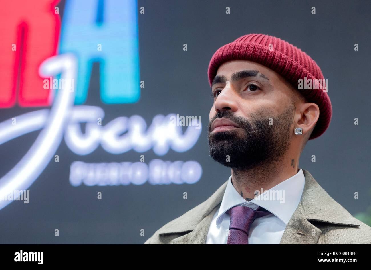 Singer and composer Arcángel, during a presentation at the stand of ...