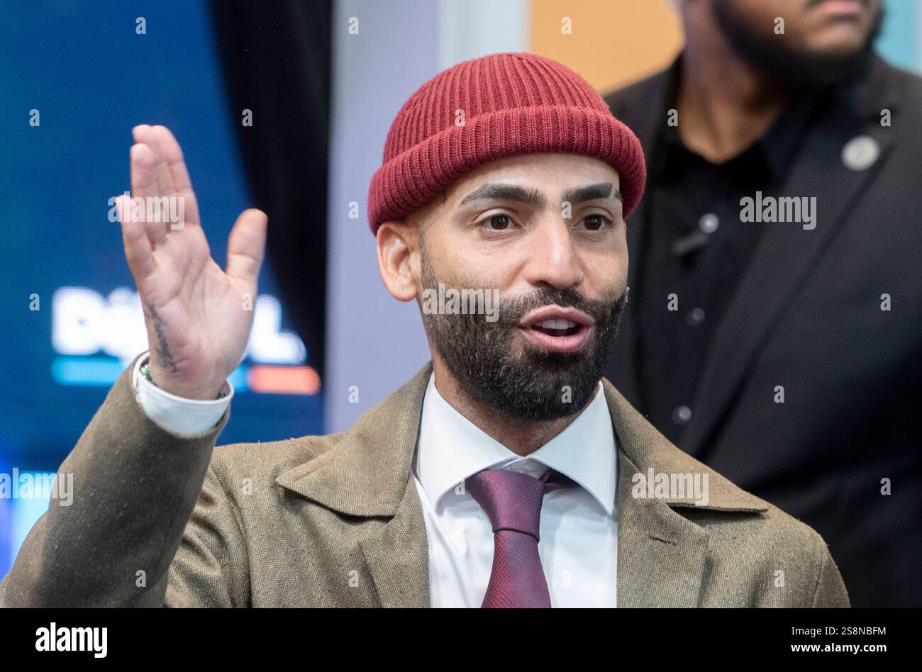 Singer and composer Arcángel, during a presentation at the stand of ...