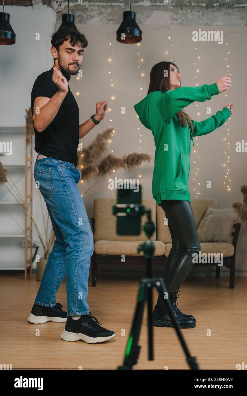 Dance Fun Young People Reveling in Groovy Dance Moves Within a Trendy ...