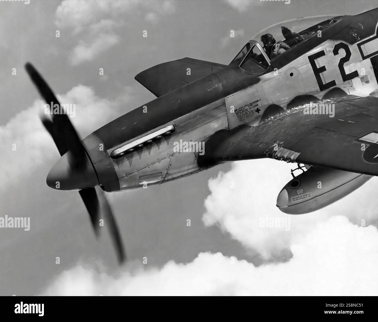 A North American Aviation P-51 Mustang in flight. It was a long-range ...