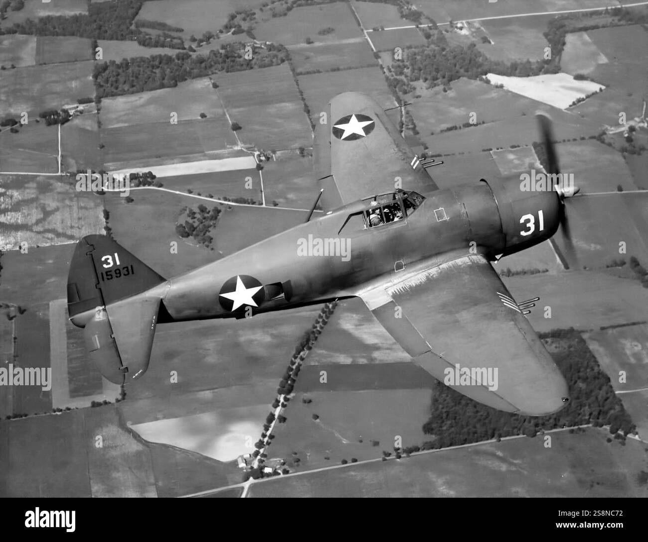 A Republic P-47 Thunderbolt in flight, the American World War II ...