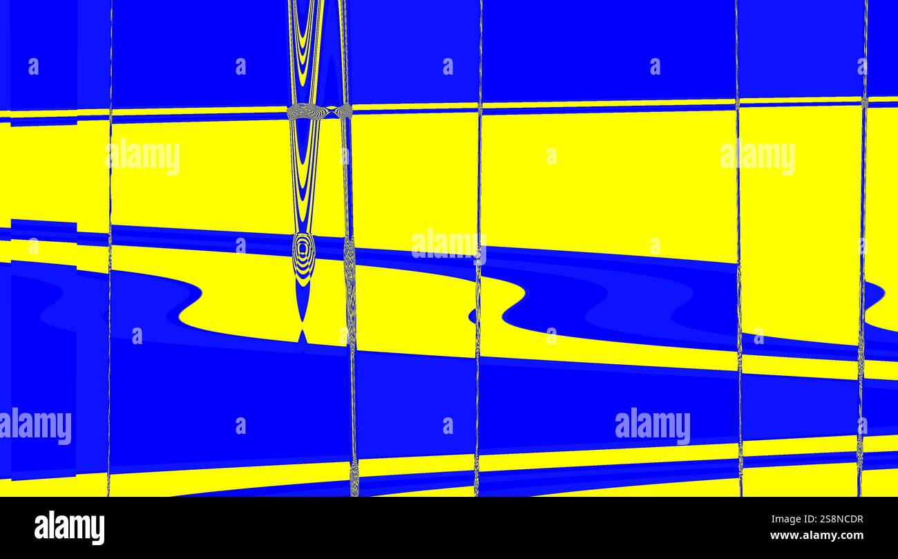 Abstract Blue and Yellow Distorted Geometric Art Stock Photo - Alamy