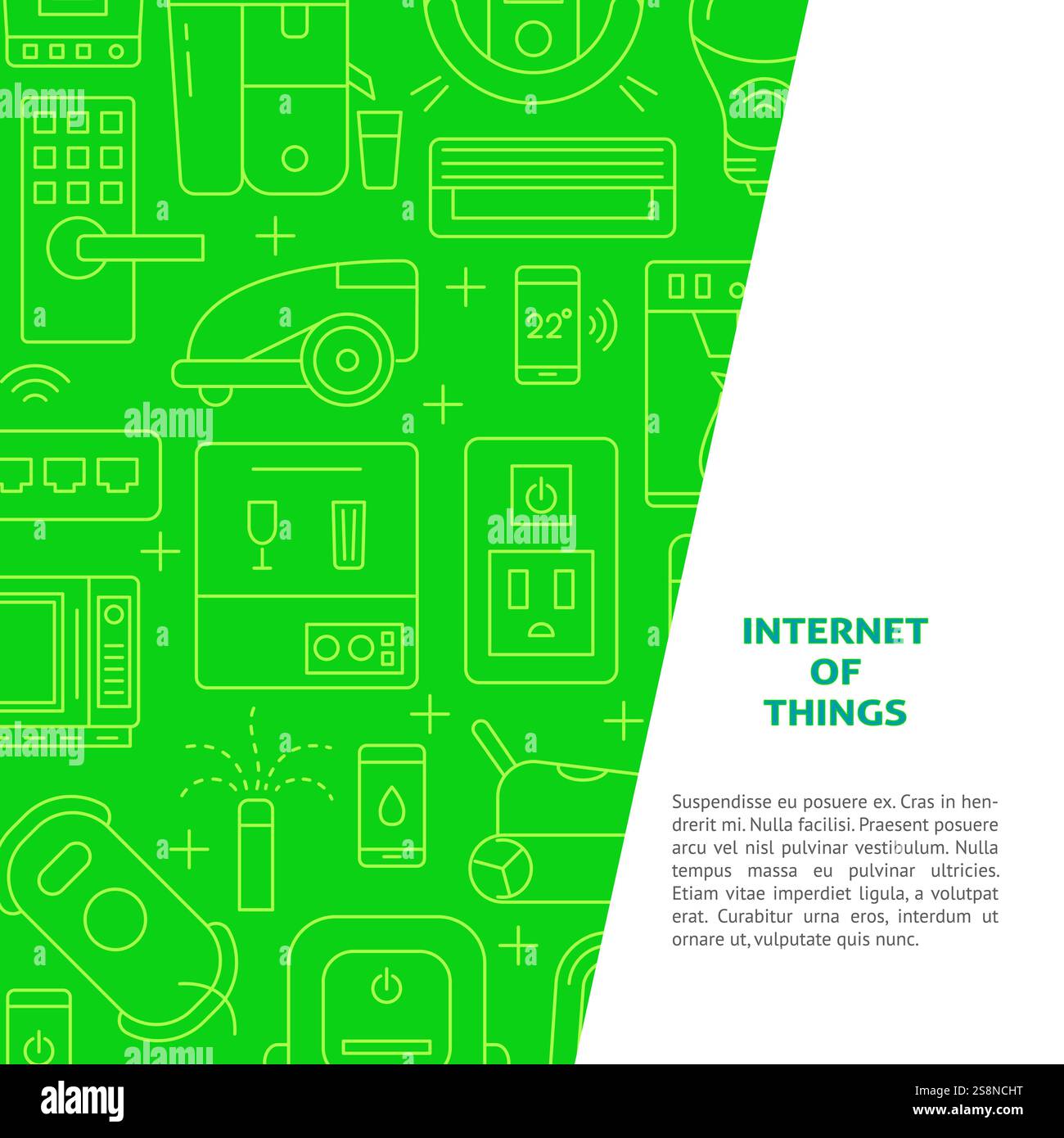 Internet of things banner template in line style with place for text ...