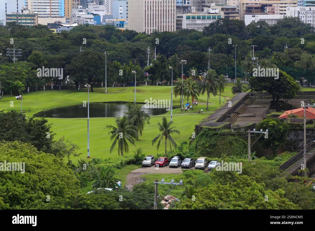 Manila city, Philippines. Golf course inside Intramuros old district ...