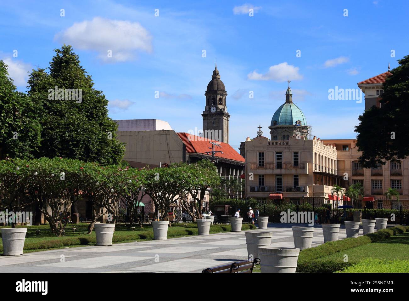 Manila Intramuros old town area seen from Plaza Moriones square. Manila ...