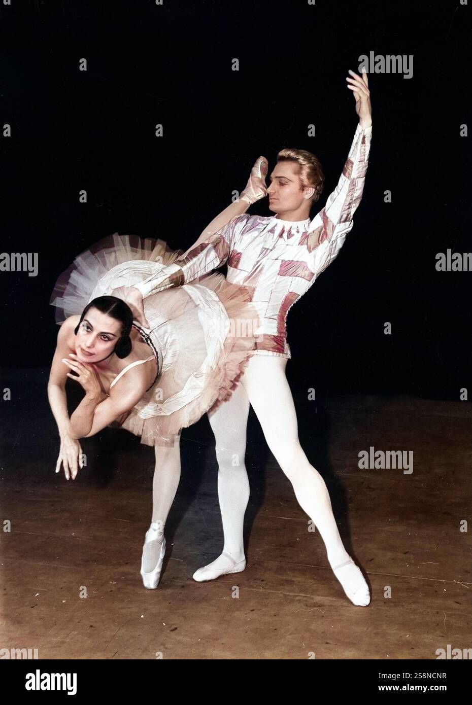 Famous Russian ballerina Tamara Toumanova rehearsing with her partner ...