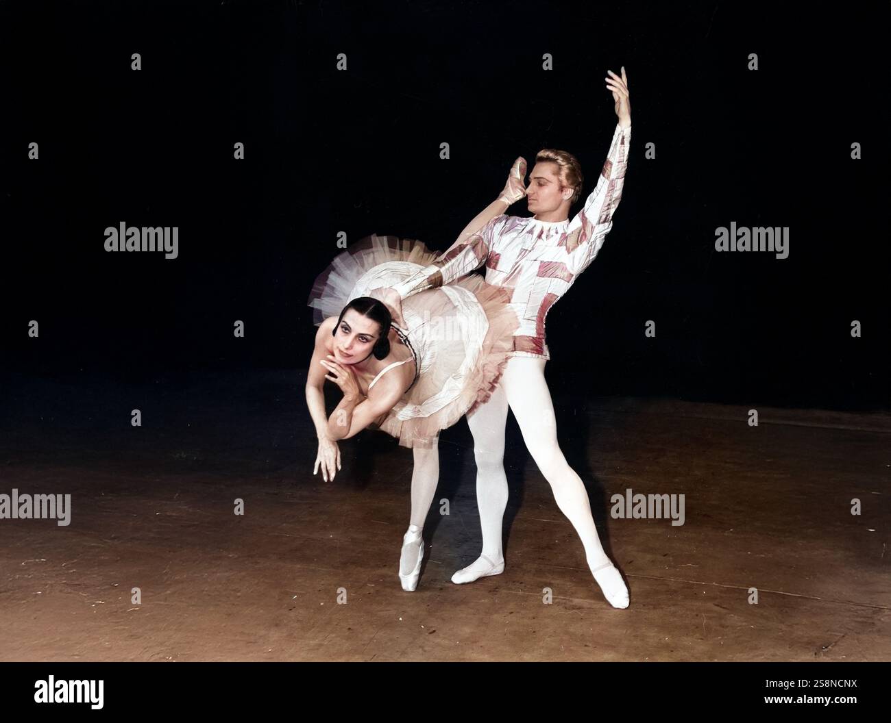 Famous Russian ballerina Tamara Toumanova rehearsing with her partner ...