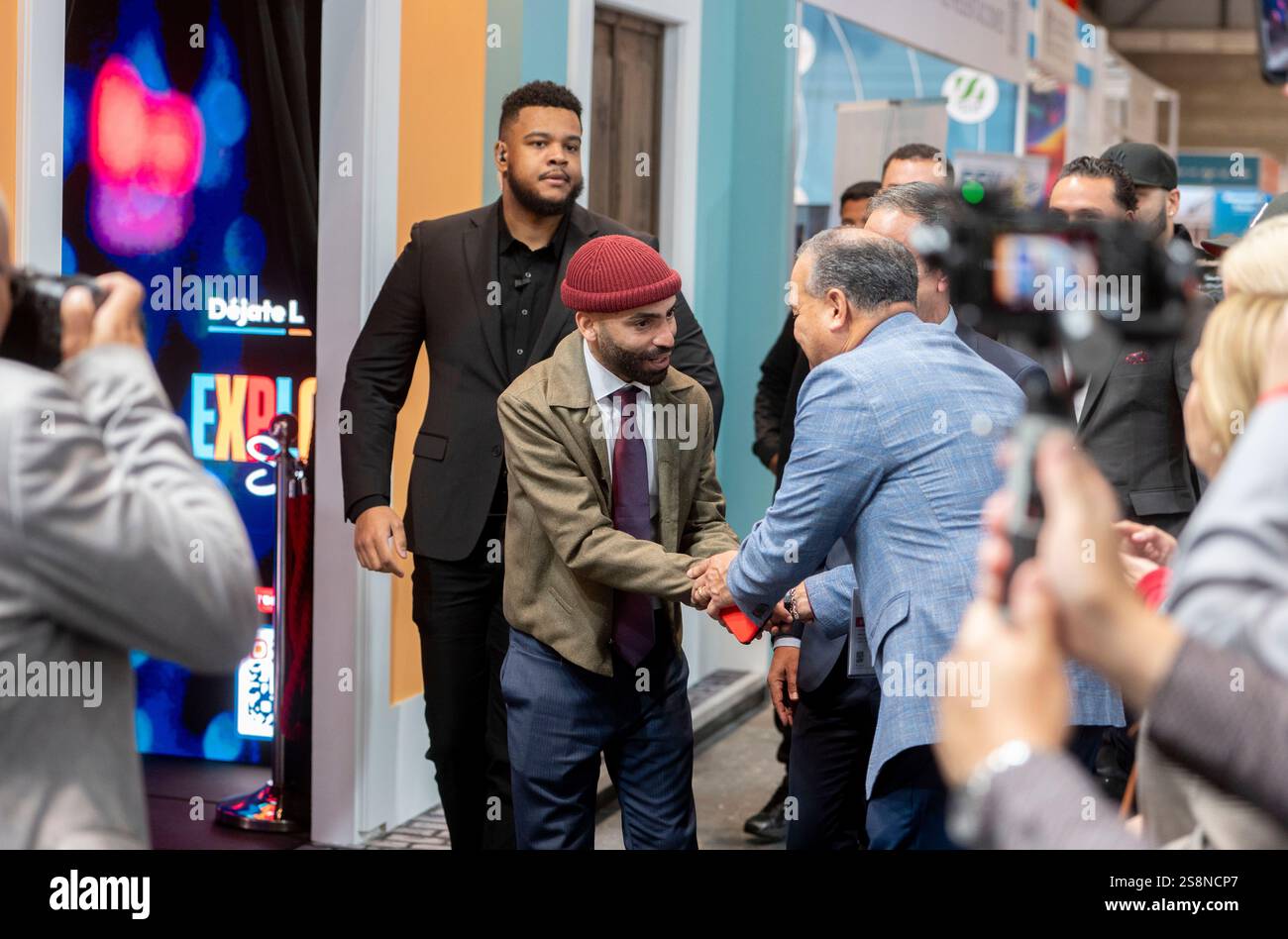 The singer and composer Arcángel, upon his arrival to a presentation at ...