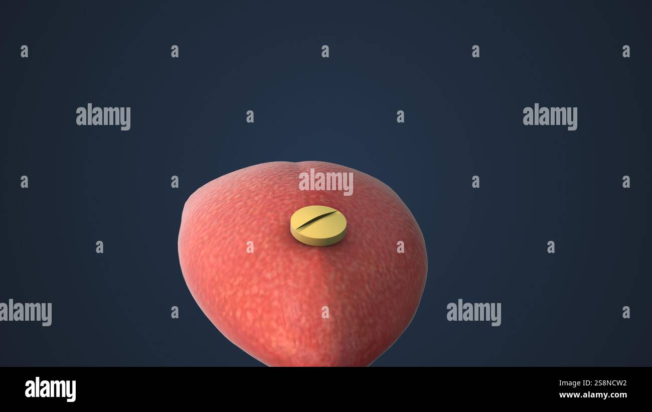 Tablet Dissolving Slowly on the Tongue Stock Photo - Alamy