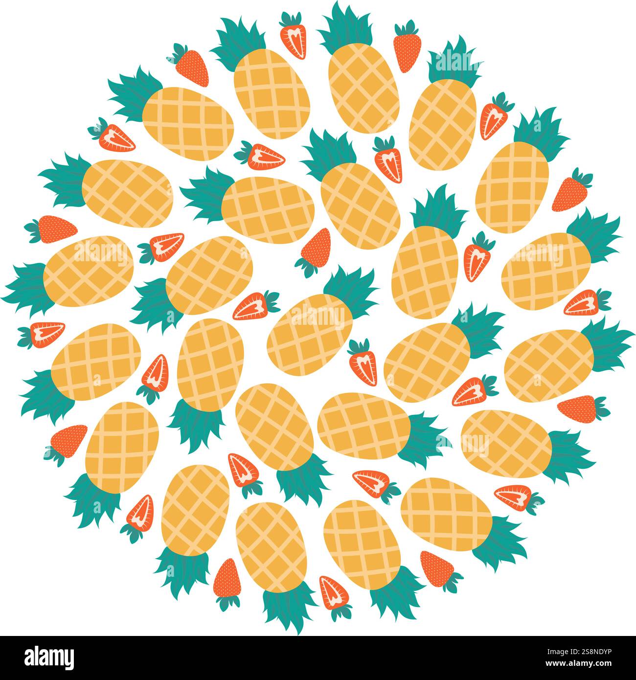 Pineapple and strawberry Circular background texture in Summertime ...