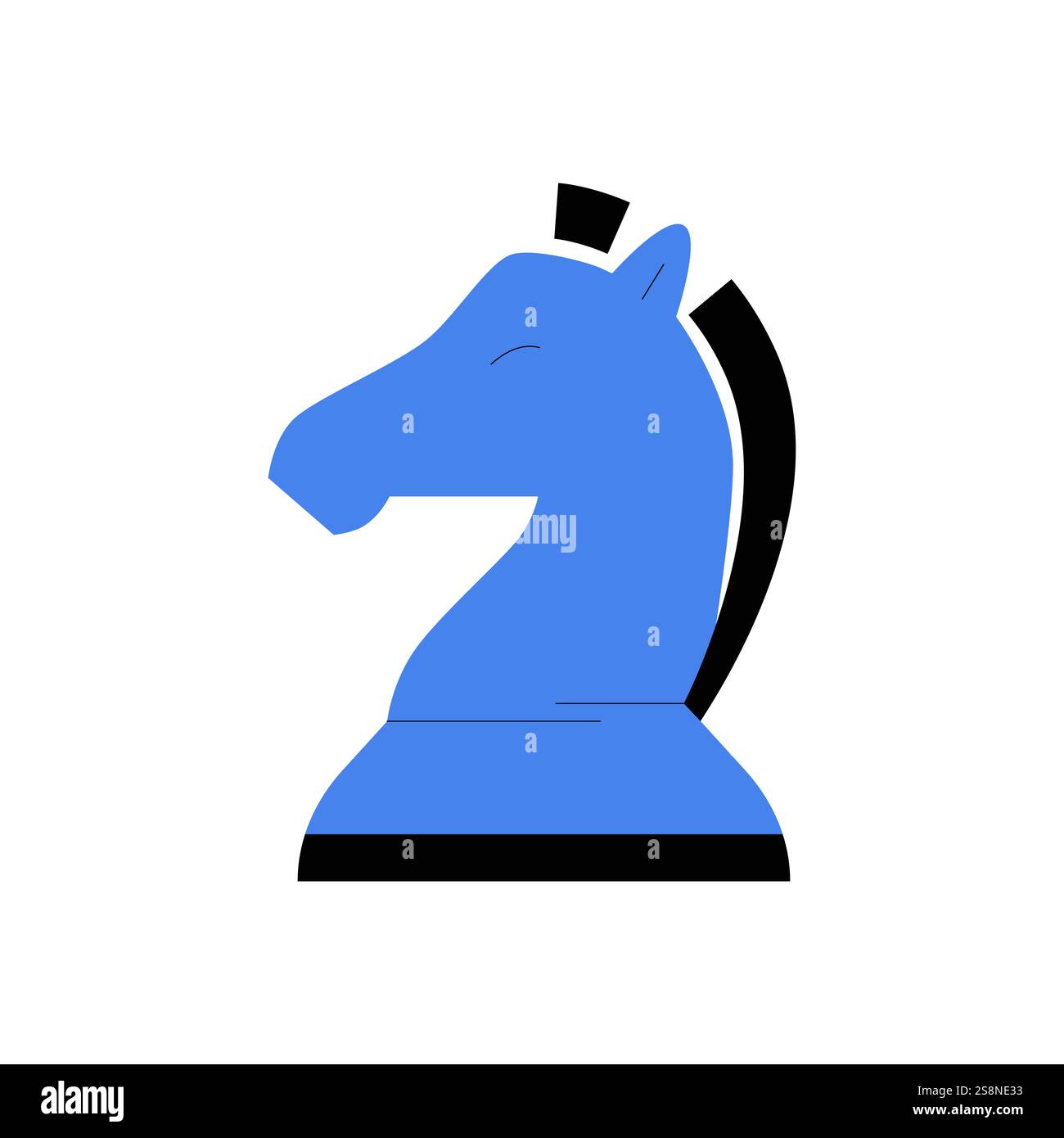 Blue Chess Knight In Flat Vector Illustration Symbolizing Strategy ...