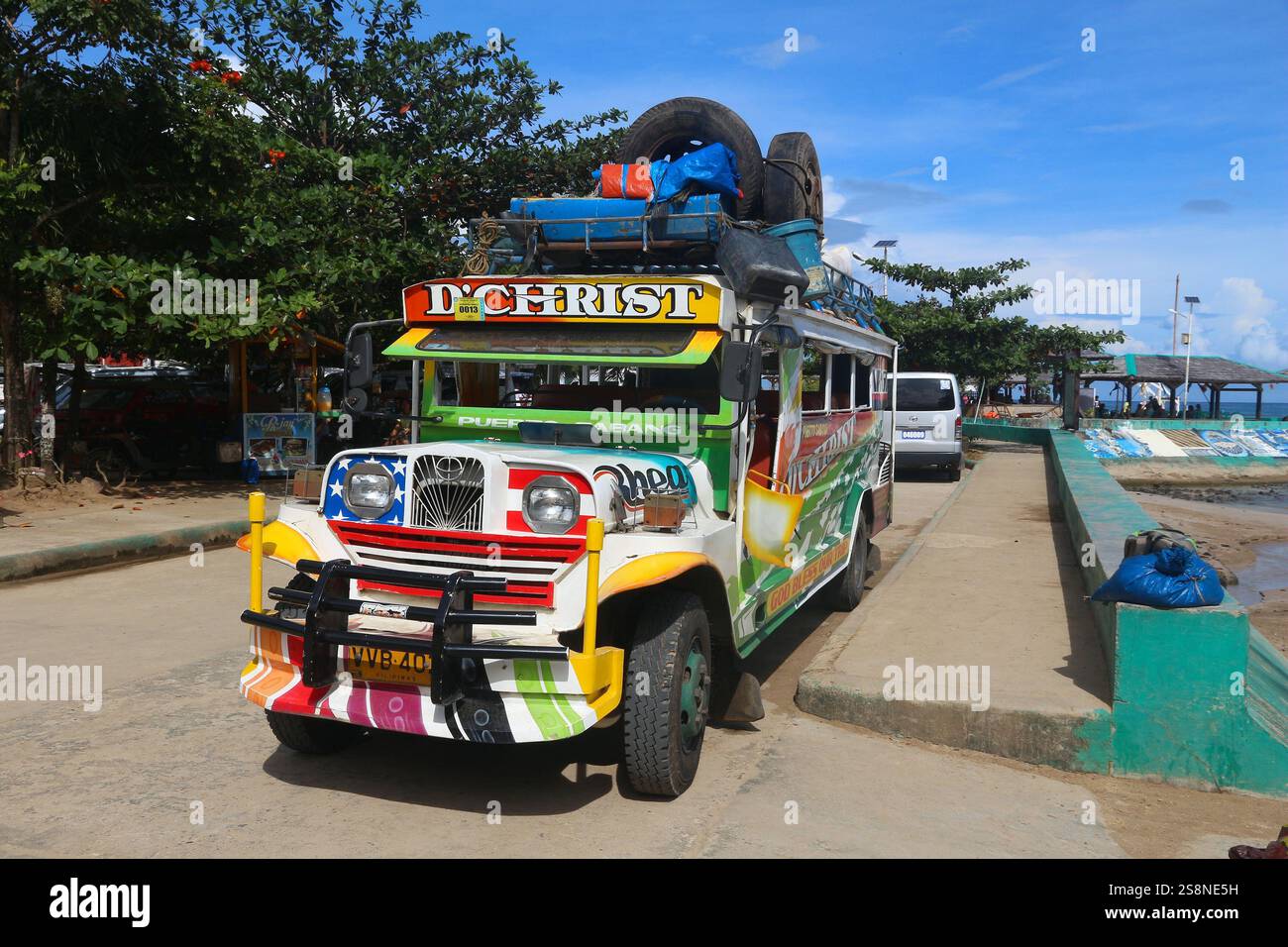 PALAWAN, PHILIPPINES - NOVEMBER 29, 2017: Jeepney public transportation ...