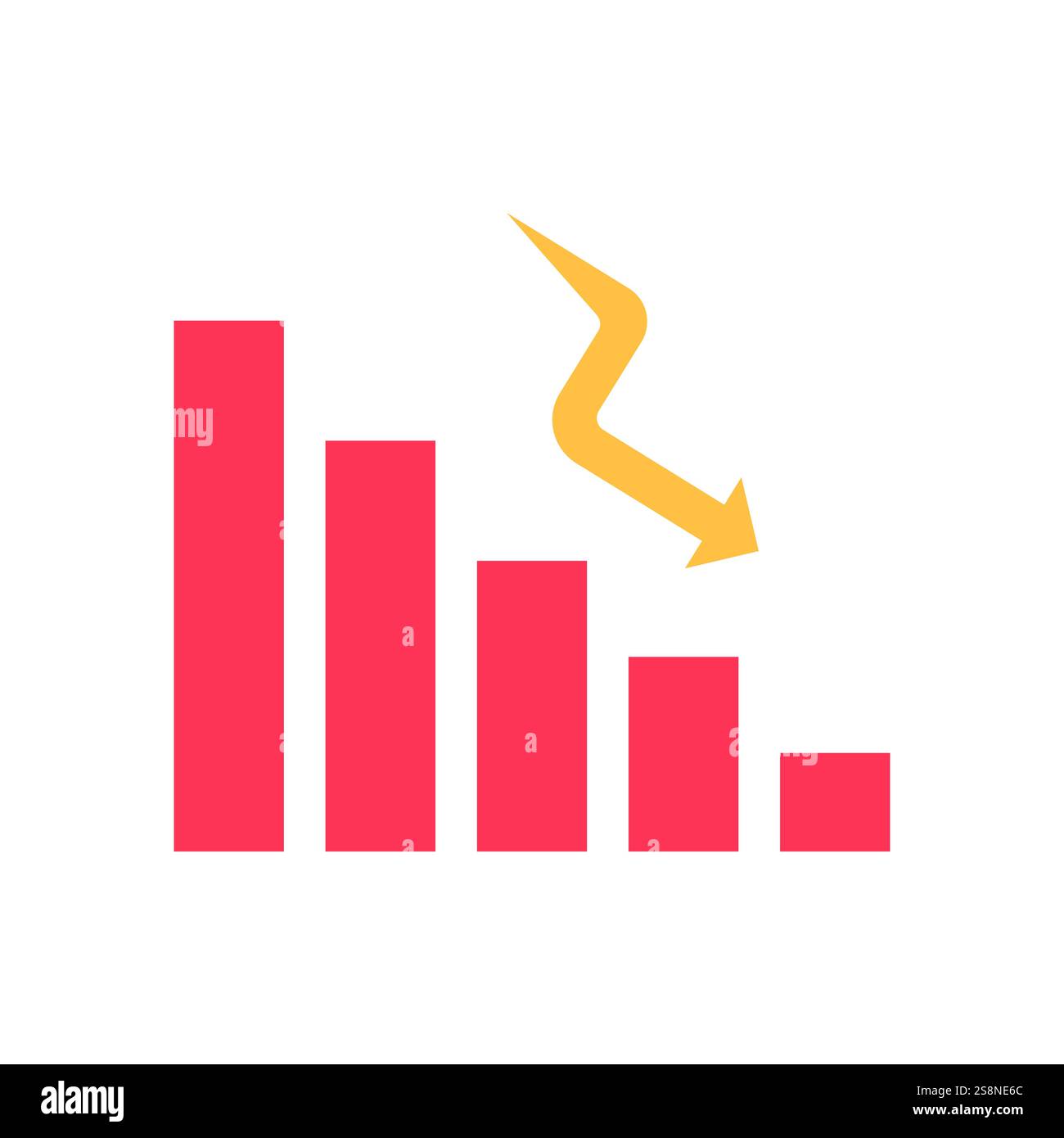 Decreasing Bar Graph With Downward Arrow In Flat Vector Illustration Symbolizing Economic ...