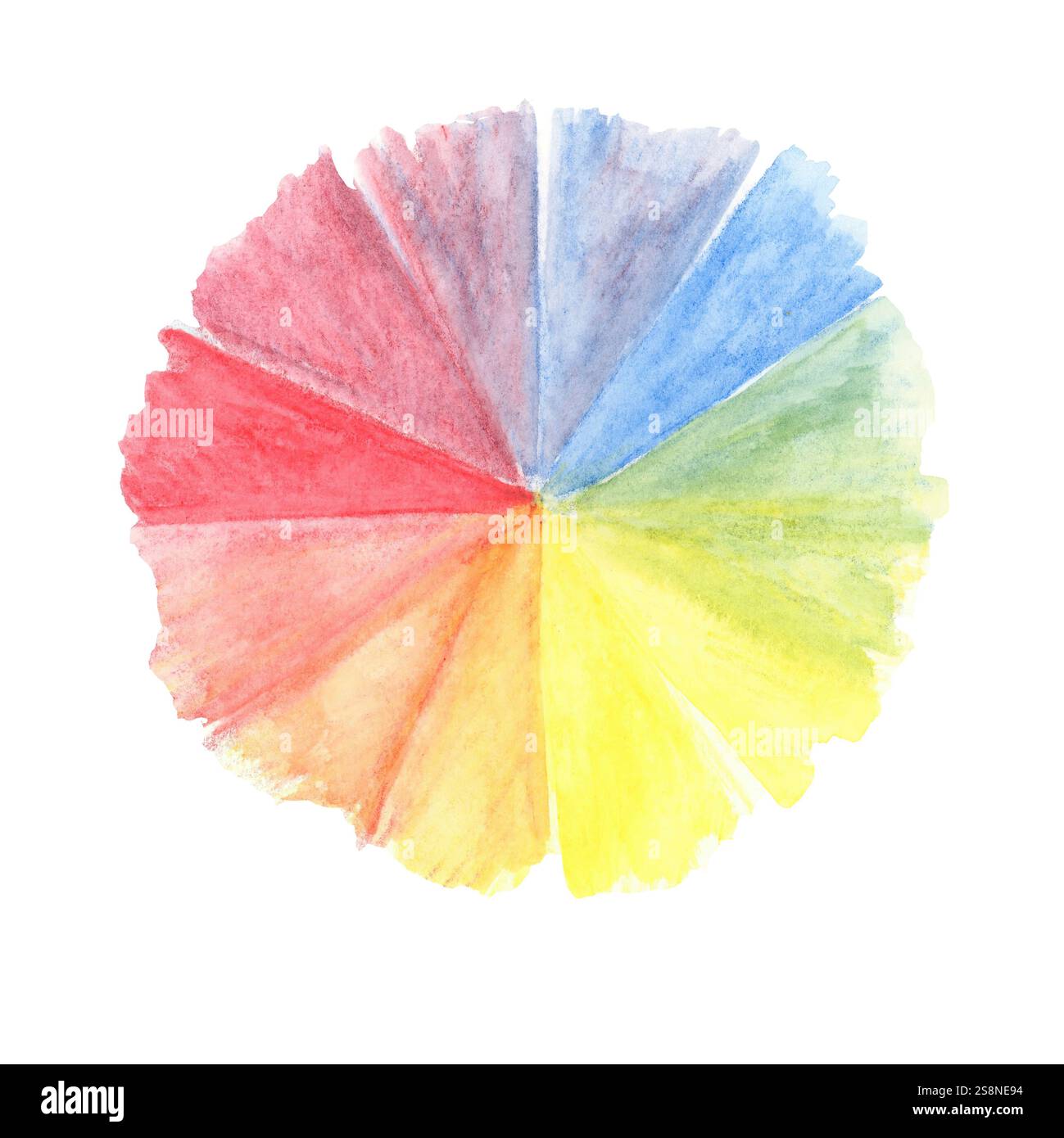 Soft radial gradient color wheel blending red, yellow, and blue primary ...