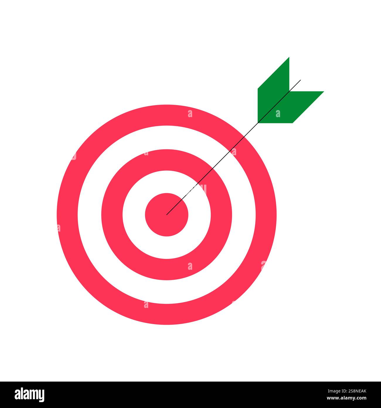 Red Target With Green Arrow In Flat Vector Illustration Symbolizing ...