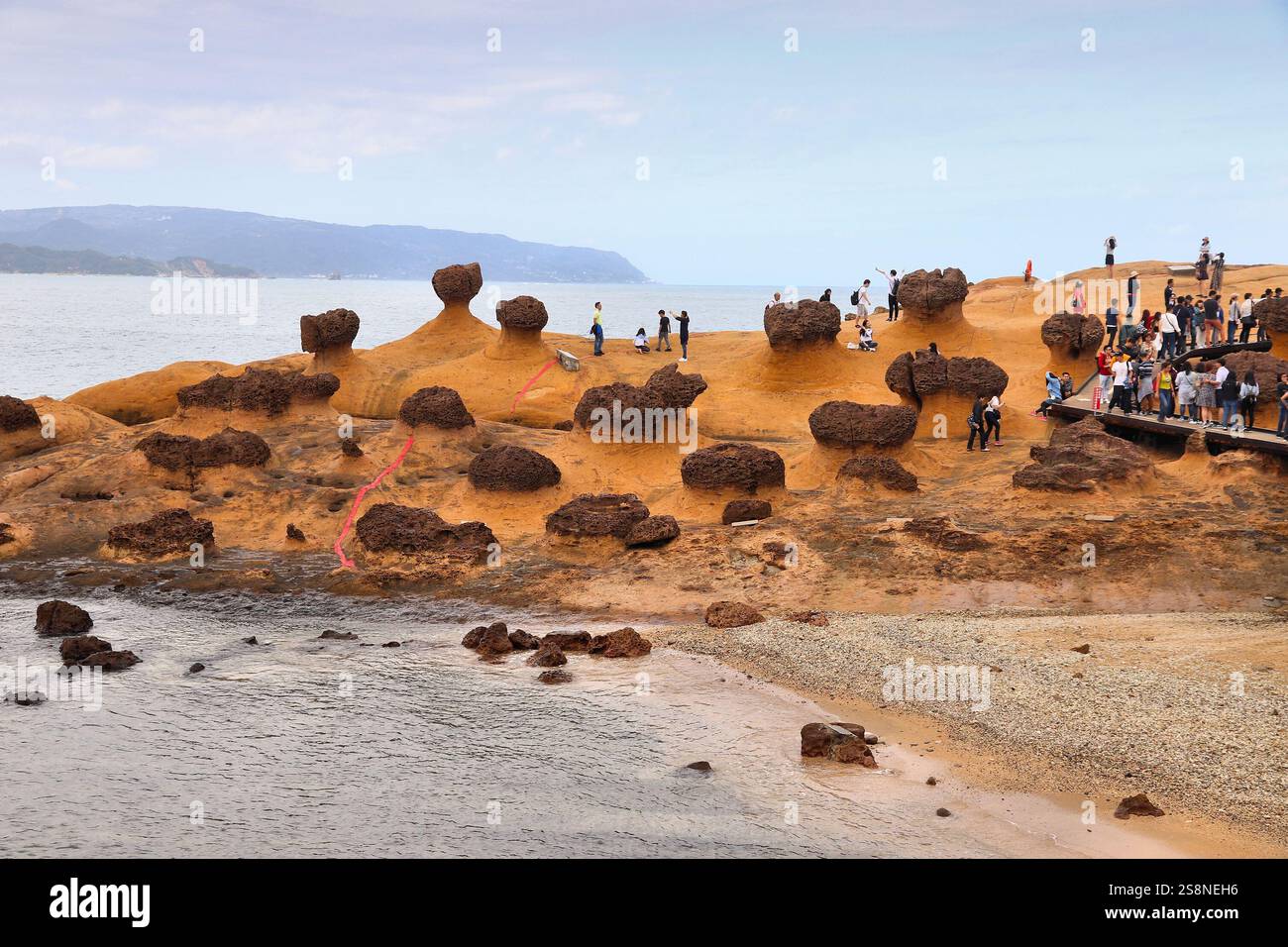 YEHLIU, TAIWAN - NOVEMBER 24, 2018: People visit Yehliu Geopark in ...