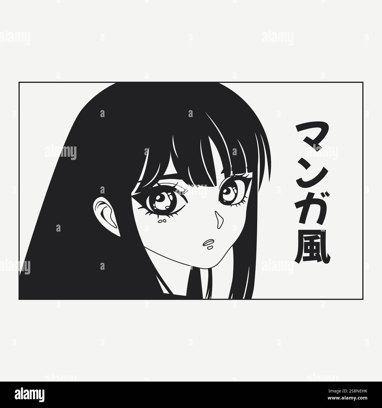 Anime female character. Young japanese girl with big eyes manga style ...