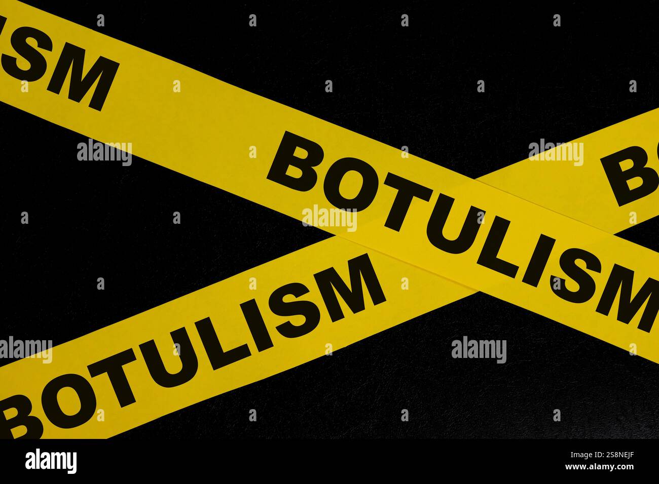 Botulism food poisoning caution, danger and warning concept. Yellow ...