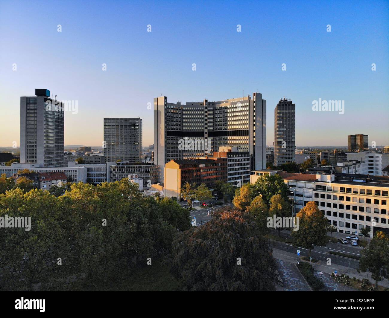 Essen city in Ruhr region, Germany. City skyline view of downtown Essen ...