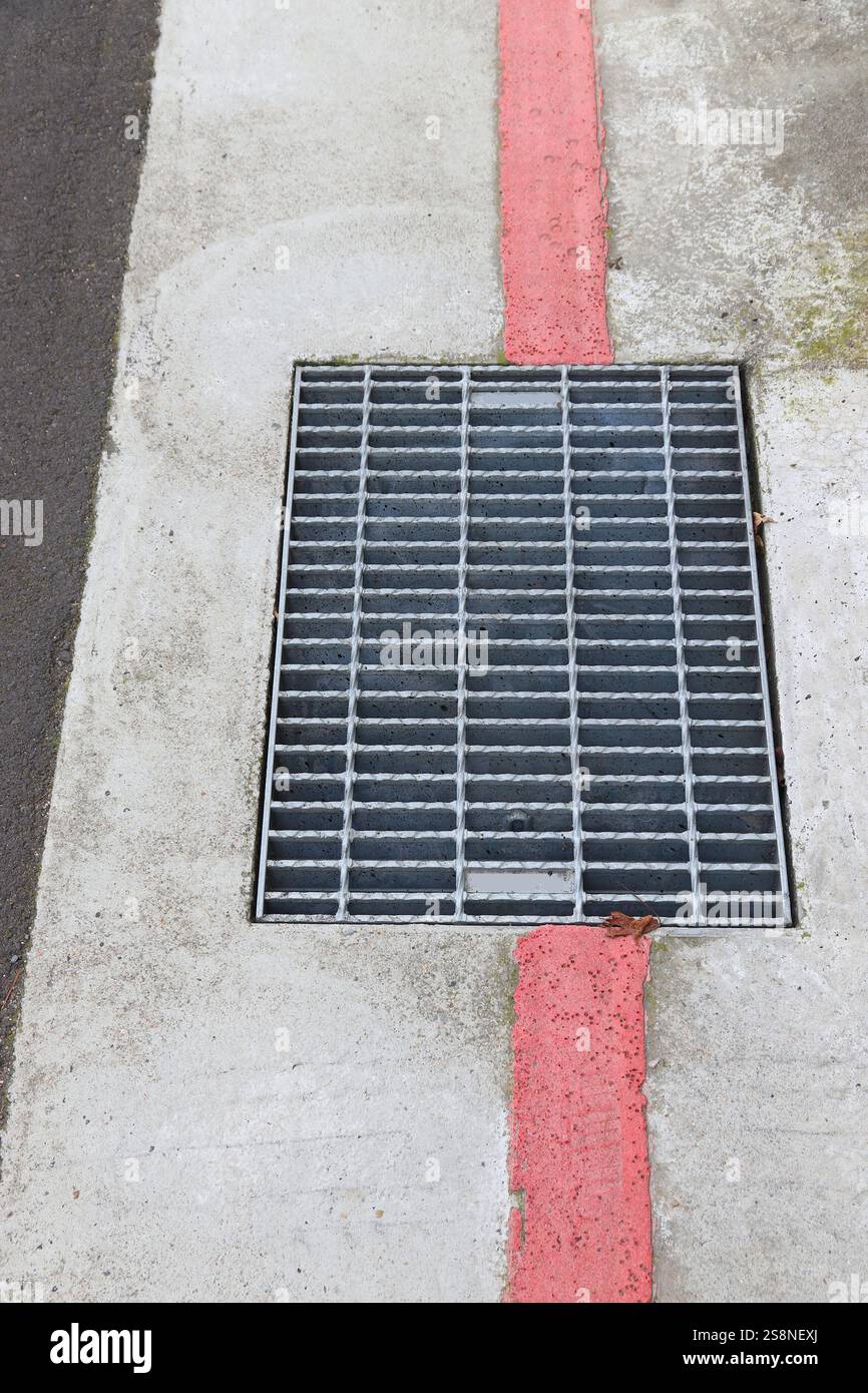 Roadside sewer drain - urban infrastructure in Taipei, Taiwan Stock ...