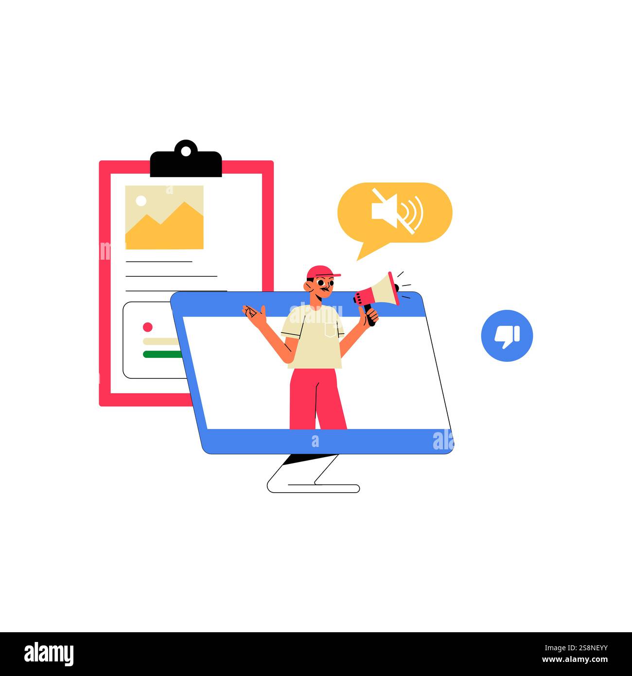 Unheard Marketing Concept With Male Speaker In Flat Vector Illustration ...