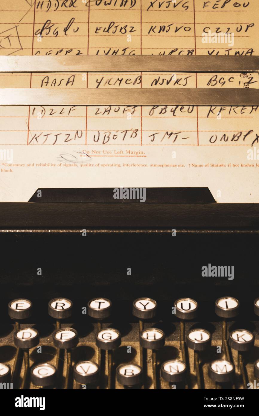 Decrypted German World War II 'Enigma' codes being transcribed Stock ...