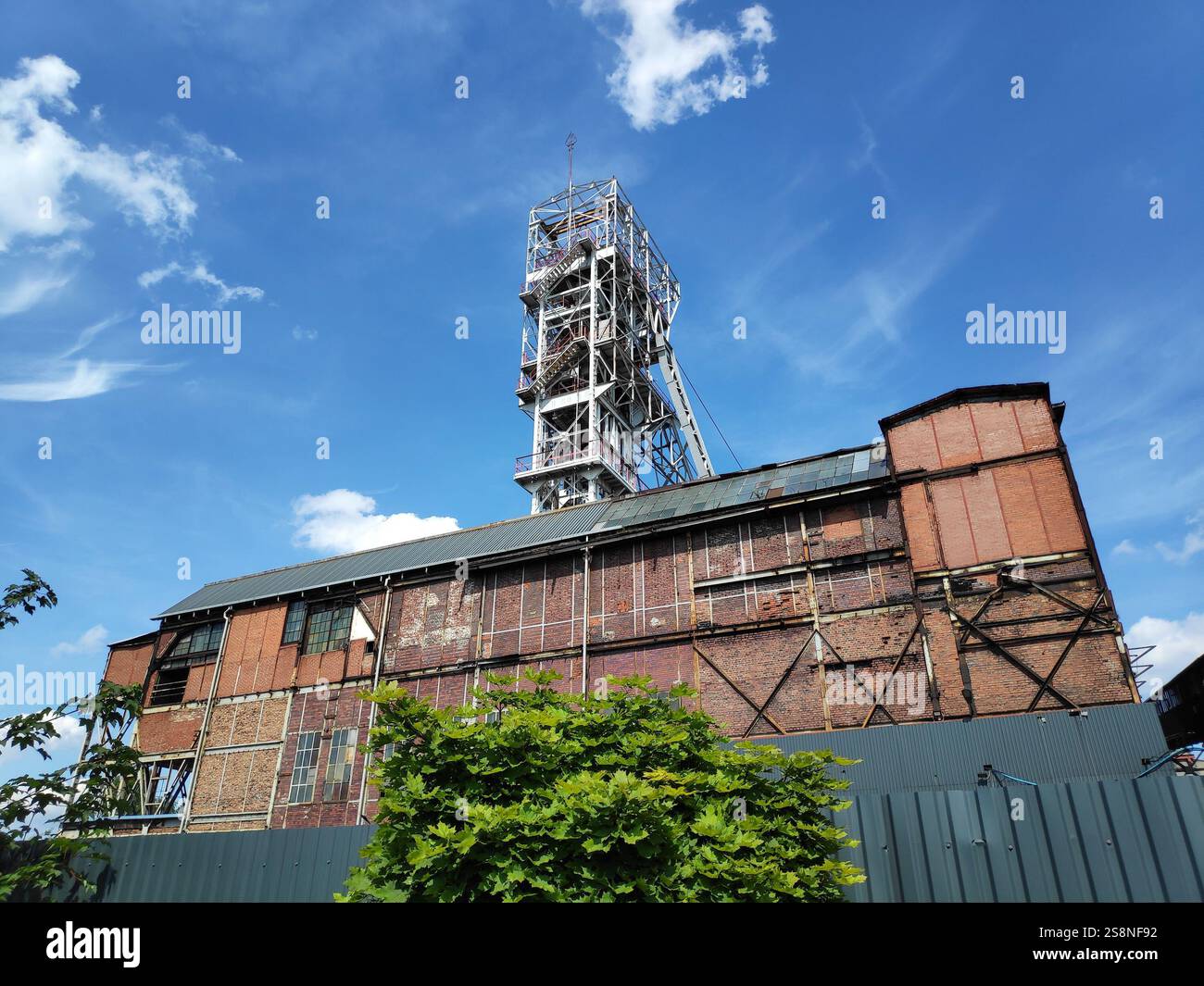 Industrial structure - closed coal mine shaft headframe. Industrial ...