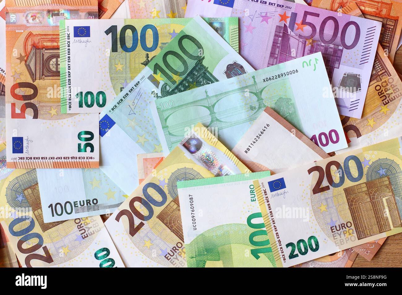 Euro currency banknotes background. European paper money backdrop with ...