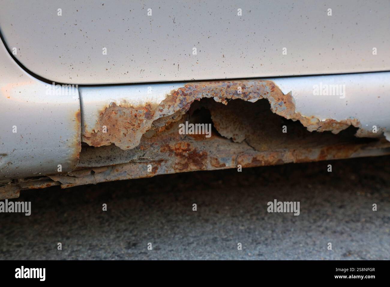Rusting door sill in an old car. Weather damage in vehicle Stock Photo ...