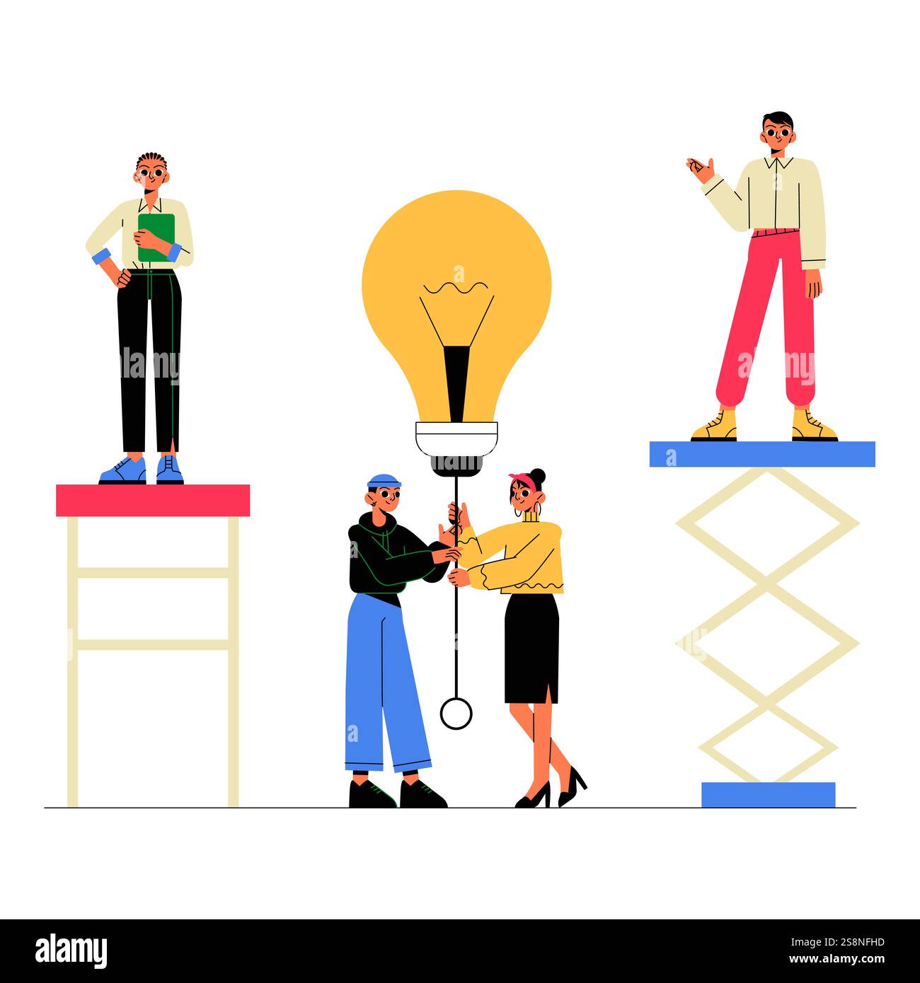 Teamwork With Lightbulb Symbolizing Collaboration, Innovation, And ...