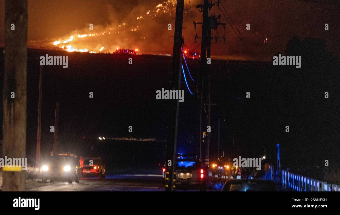 January 22, 2025, Castaic, California, USA: Hughes fire, in Castaic ...