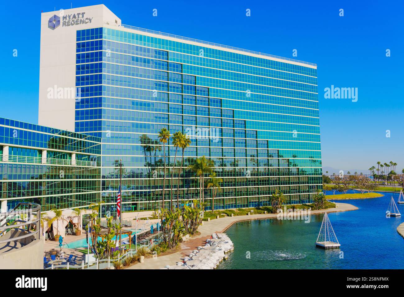 Long Beach, California - January 15, 2025: Sleek exterior of the Hyatt ...