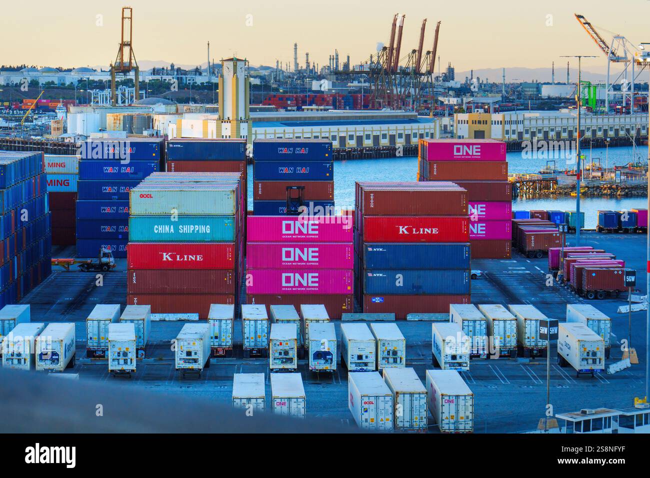 Long Beach, California - January 15, 2025: Detailed view of shipping ...