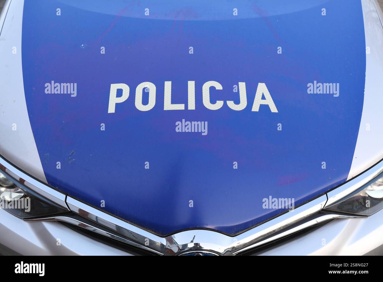 KRAKOW, POLAND - NOVEMBER 11, 2024: Toyota police car of Polish Police ...