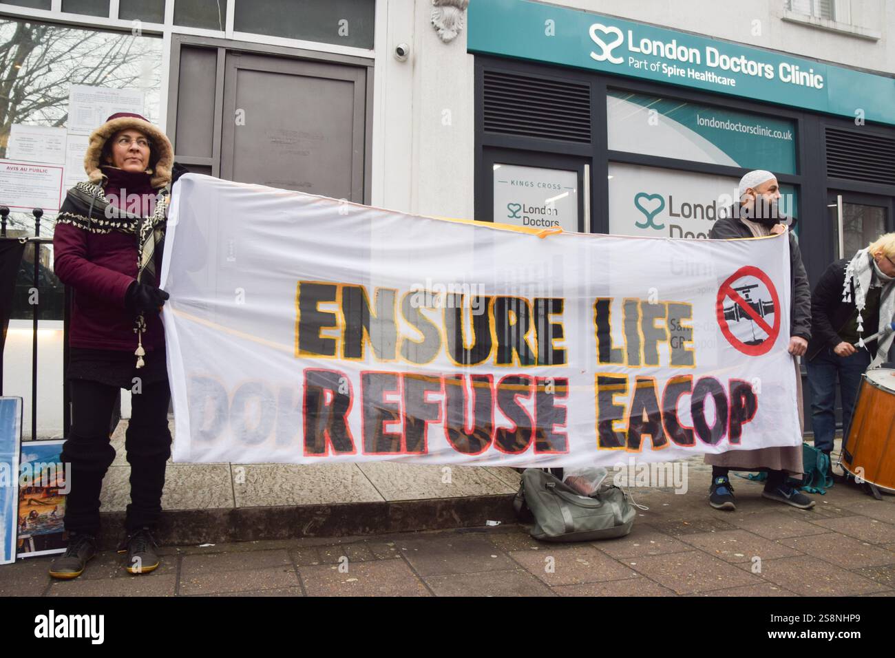 London, UK. 23rd January 2025. Environmental activists gather outside ...
