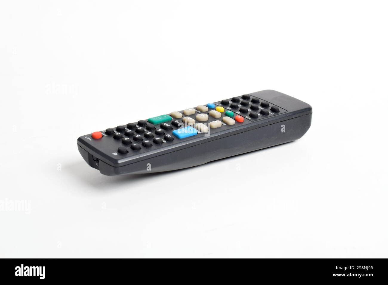 Black TV remote control isolated on white background Stock Photo - Alamy