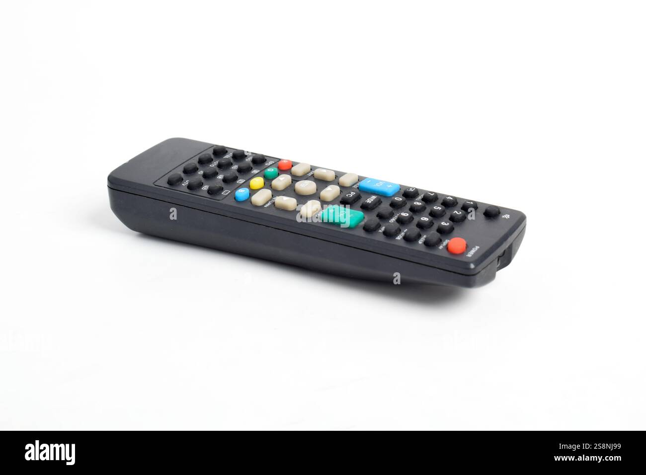 Black TV remote control isolated on white background Stock Photo - Alamy