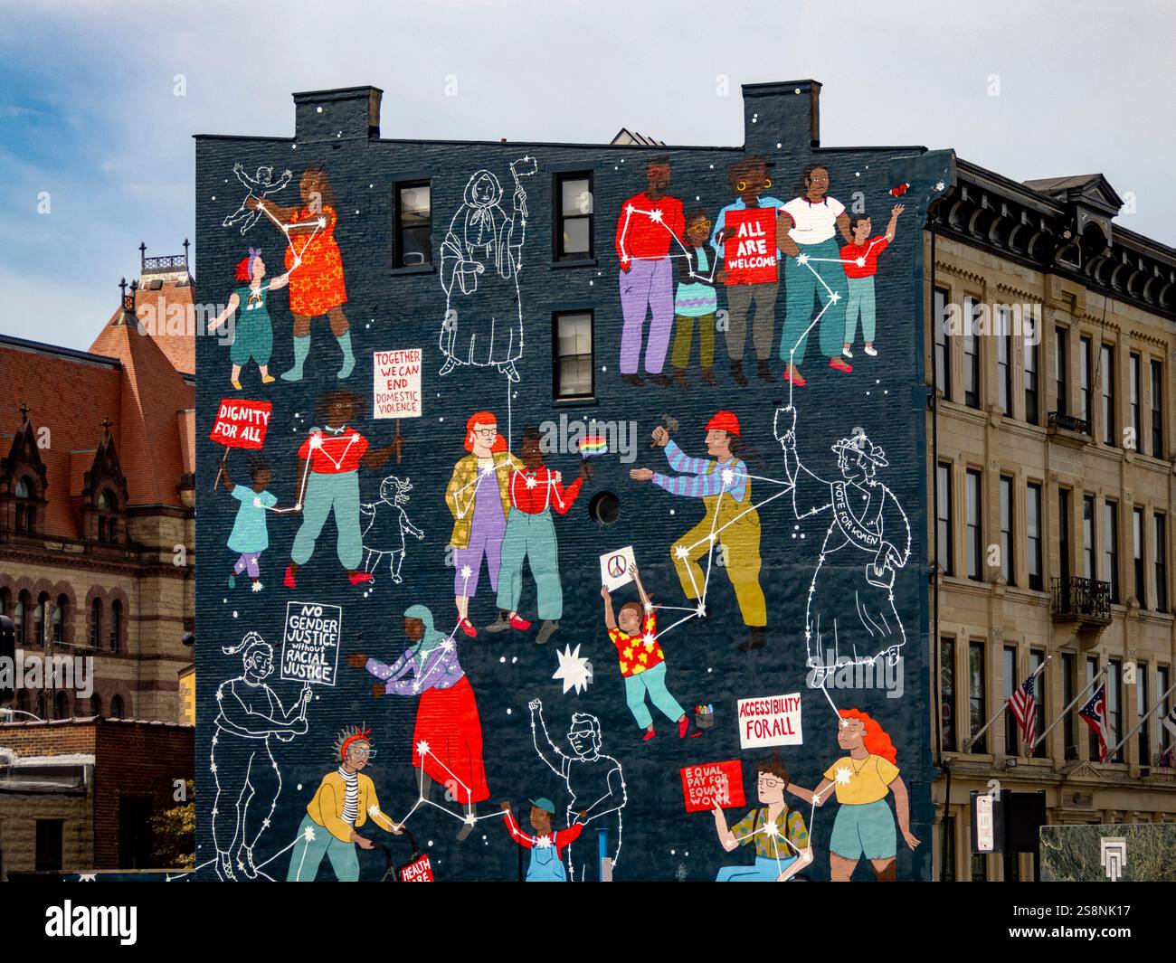 CINCINNATI, USA - SEPTEMBER 4 2024 - street art graffiti all around the ...