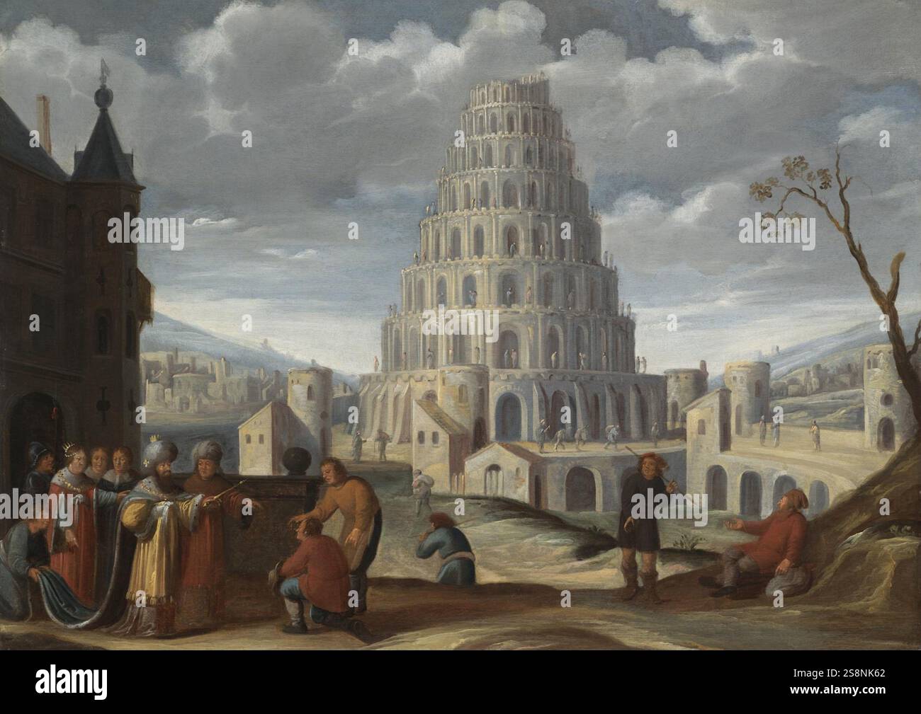 Tower of Babel painting - painting by an unknown Dutch artist Stock ...