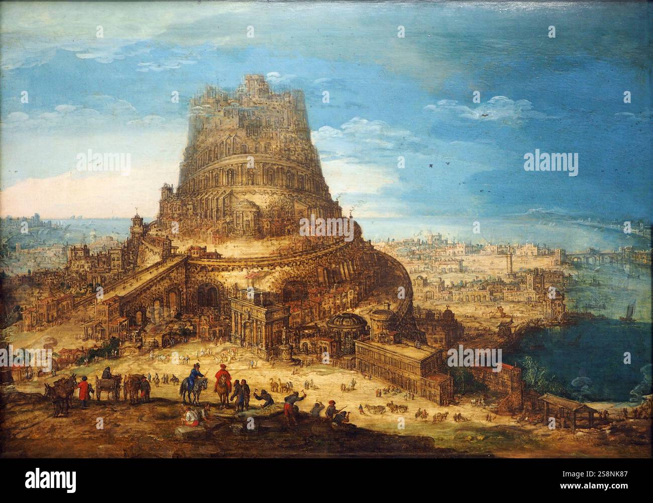 The Building of the Tower of Babel by Hendrick van Cleve III Stock ...