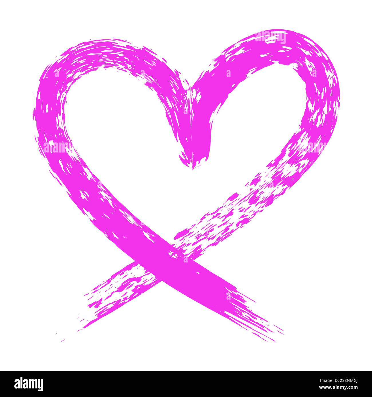Valentine's Day heart made with a dry, rough-textured brush. Pink ...