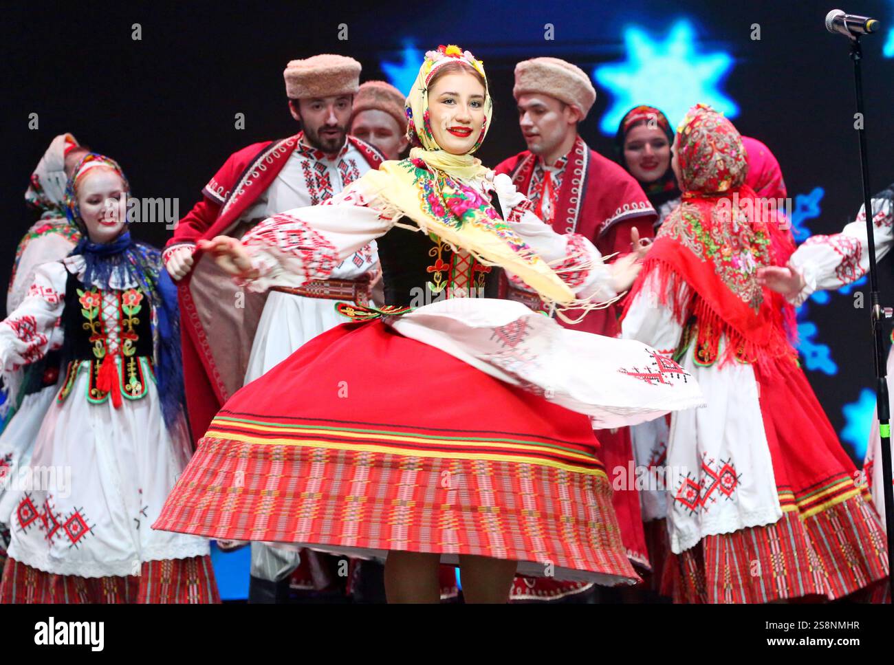 Minsk, Belarus. 20th Jan, 2025. Belarusian students perform during a ...