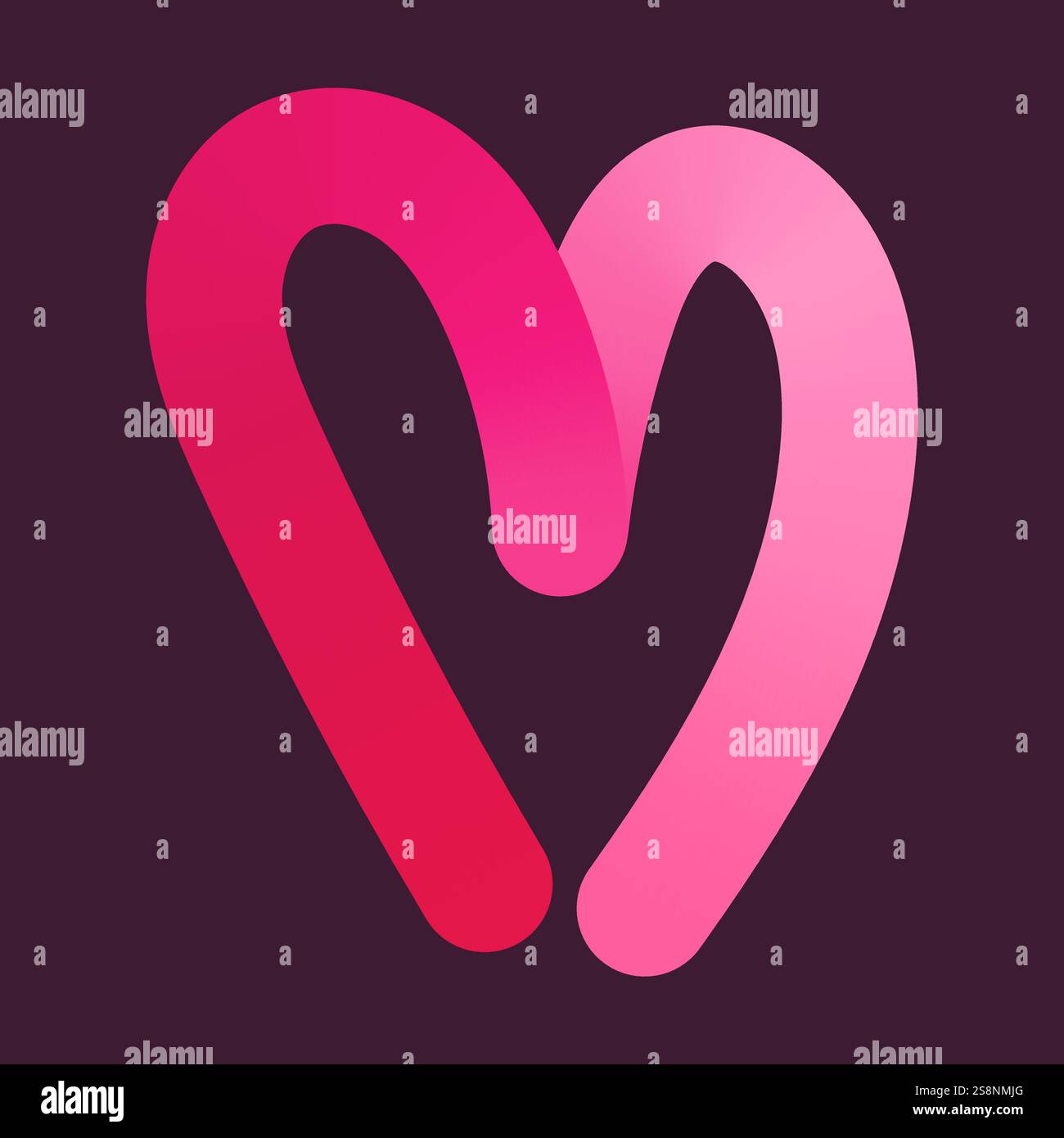 Gradient heart illustrations. Modern ribbon shapes, intertwined loops ...