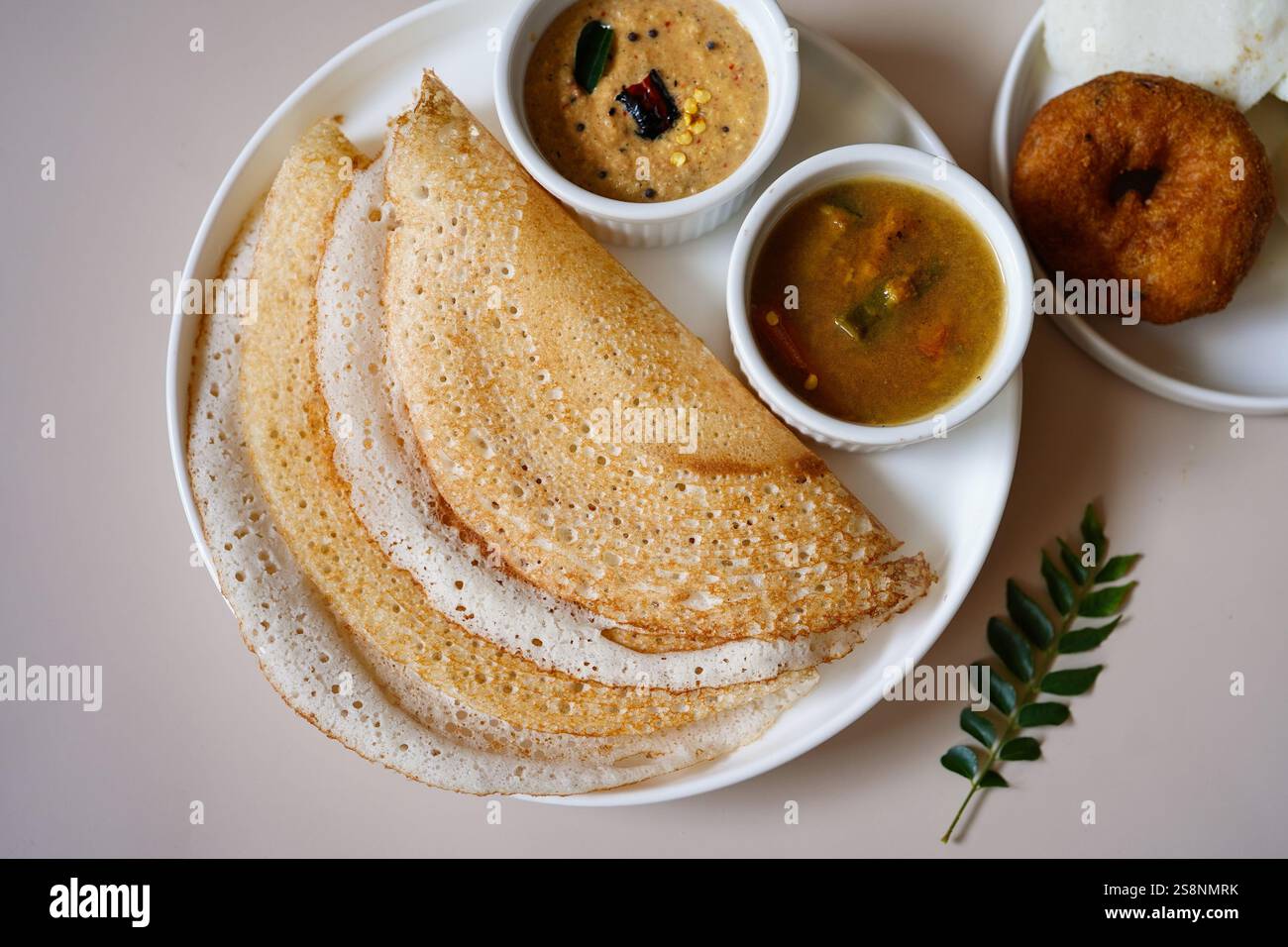 Homemade Triangle Dosa served with chutney sambar idli and vada | South ...